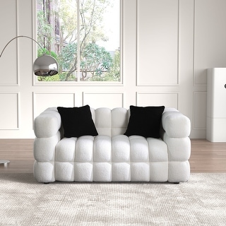 Wayna Modern Style Sofa, Sherpa Thick Cushion Double Loveseat - Bed ...