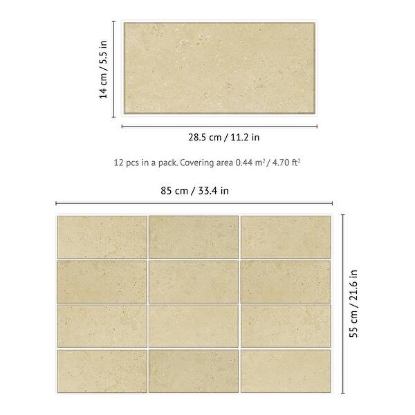 Walplus Beige Travertine Wall Peel and Stick Backsplash Tile Stickers ...