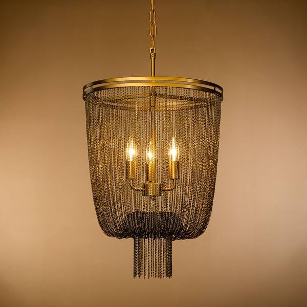 3-Light Modern Metal Chain Tassel Chandelier - Bed Bath & Beyond - 37039392