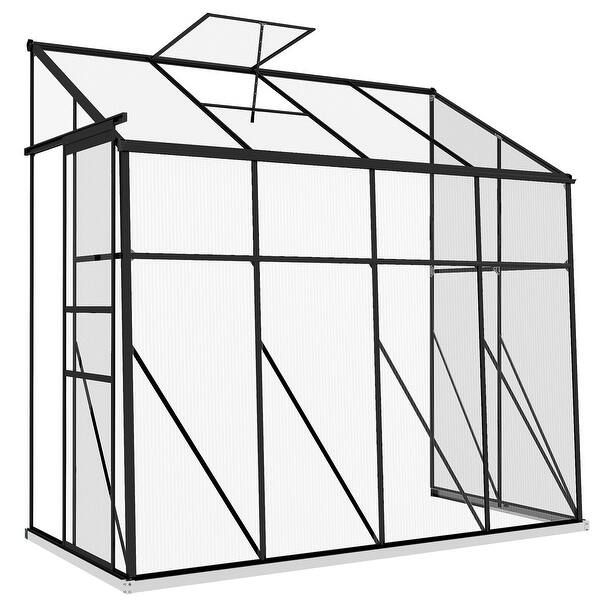 Outsunny 8' x 4' Lean-to Polycarbonate Greenhouse, Walk-in Hobby Green ...