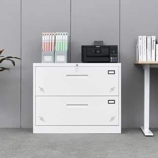 Locking Wide Filing Cabinet With 2 Drawers for Home Office - Bed Bath ...