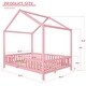 Twin/Full Size House Bed with Canopy, Montessori Floor Bed House Shape ...