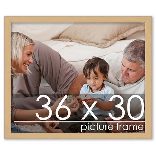 36x30 Traditional Natural Complete Wood Picture Frame with UV Acrylic ...