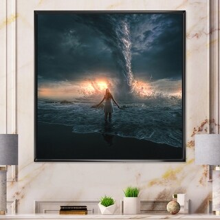 Designart "Religious Path Through The Water" Traditional Framed Canvas ...