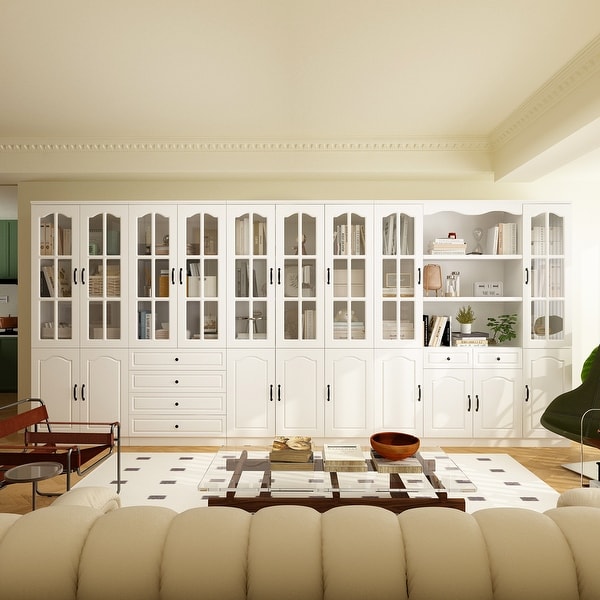 White bookshelf with cabinet store