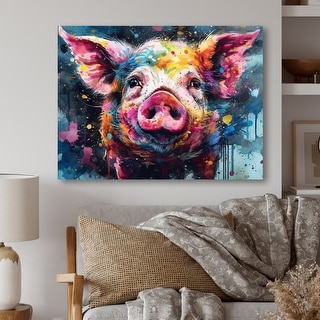 Designart "Colorful Pig Portait" Animals Pig Wall Decor - Bed Bath ...