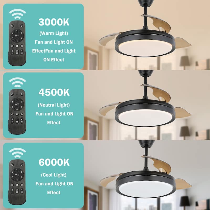 Cusp Barn 42-In Retractable Ceiling Fan with Remote Control Modern 3 ...