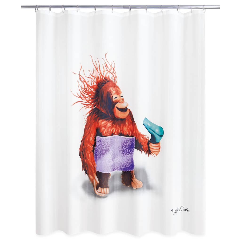 Blow Dryer Monkey Shower Curtain - Overstock - 33040861