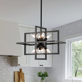 Industrial 8-Light Metal Geometric Sputnik Chandelier 19.7in - Bed Bath ...