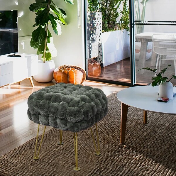 FoxFauxFur Pouf Stool On Sale Bed Bath Beyond 37652895