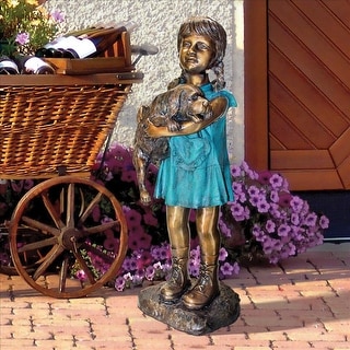 Design Toscano Girl with Dog Weathered Bronze Garden Statue - Bed Bath ...