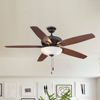 52-in Oil Rubbed Bronze Rustic Farmhouse 5-blade Ceiling Fan with Pull ...