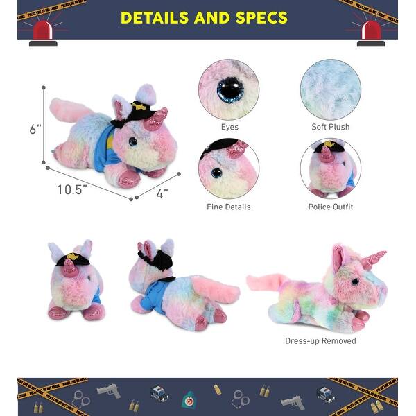 DolliBu Sunday Rainbow Unicorn Police Officer Plush Toy with Uniform ...
