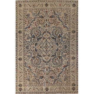Floral Tabriz Persian Vintage Rug Hand-Knotted Wool Carpet - 6'9"x 9'11 ...