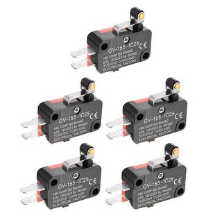 5PCS 15A 125/250VAC SPDT NO NC 3 Terminals Short Roller Lever Action ...