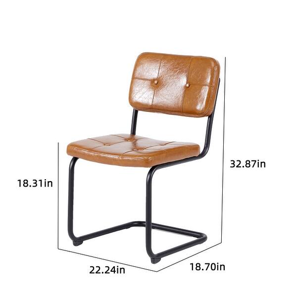 Modern Simple Style Dining Chair PU Leather Black Metal Pipe Dining ...