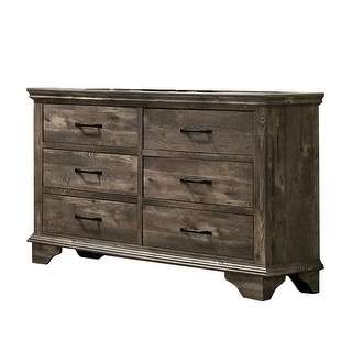 Fiza 60 Inch Wide Dresser Chest, 6 Gliding Drawers, Rustic Gray Solid ...