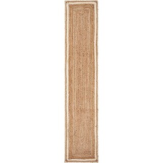80" Tan and Ivory Hand Woven Braided Rectangular Table Runner - Bed ...