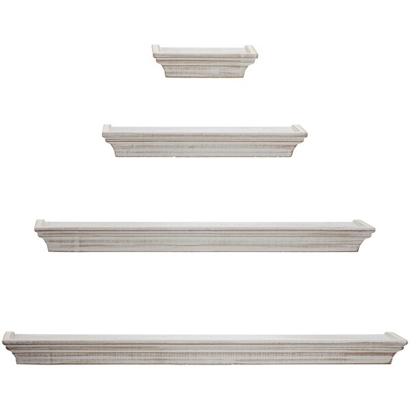 Whitewashed shelves store