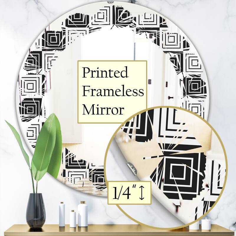 Designart Monochrome Geometric Pattern Xi Printed Modern Round Or