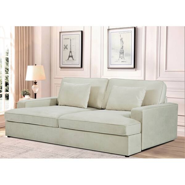 94.49''W Velvet Square arms Oversized Sofa / twin-sized Sofa Bed - On ...