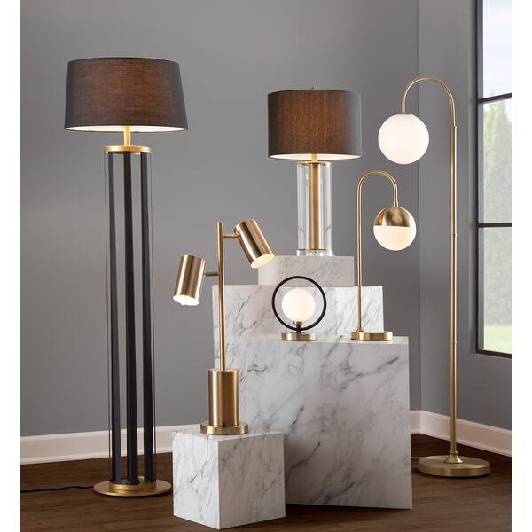 Lumisource Ribbon Floor Lamp in Gold Metal and Black Linen - 18"Lx18 ...