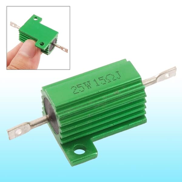 25W 15 Ohm Screw Tap Mounted Aluminum Clad Wirewound Resistor - Green ...