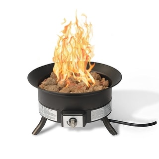 19-Inch 55,000 BTU Round Portable Propane Gas Fire Pit with Carry Strap ...