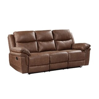 Quir 88 Inch Manual Recliner Sofa, Cushioned Headrests and Footrests ...