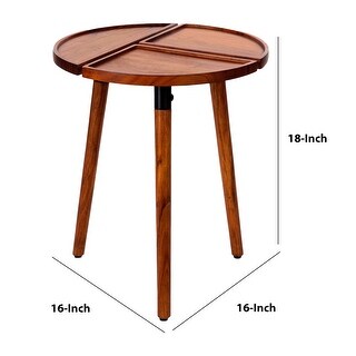 18 Inch Round Acacia Wood Side Accent End Table with 3 Tabletop ...