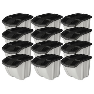 Suncast 18 Gallon Indoor/Outdoor Stackable Recycle Storage Bin, Gray ...