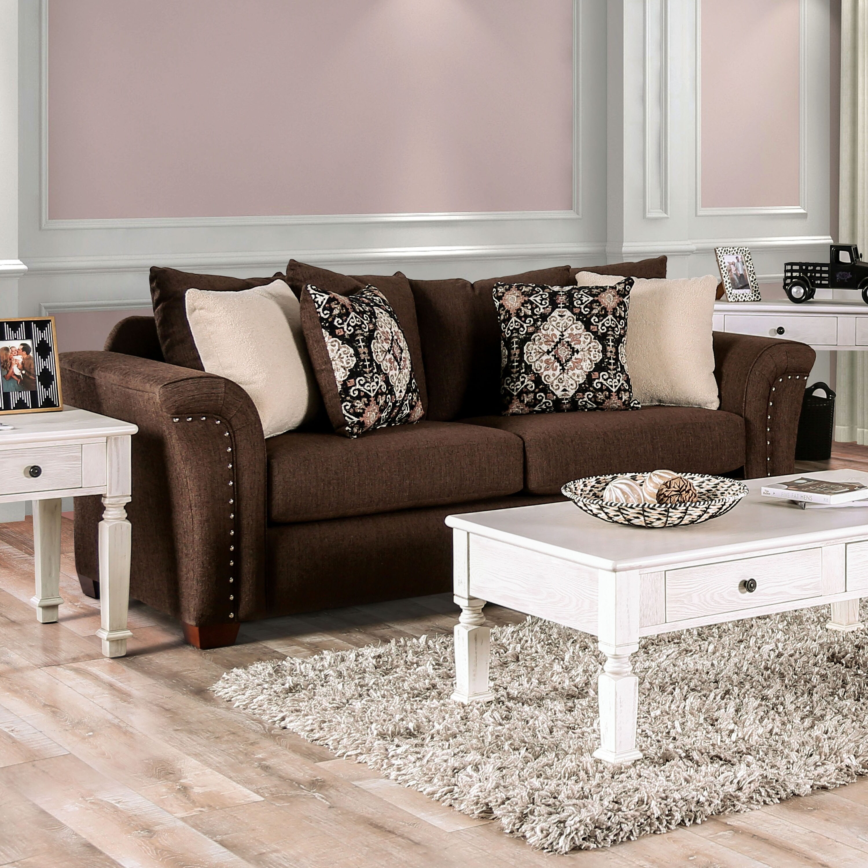 Benadir Transitional Fabric Upholstered Flared Arms Sofa by Furniture ...