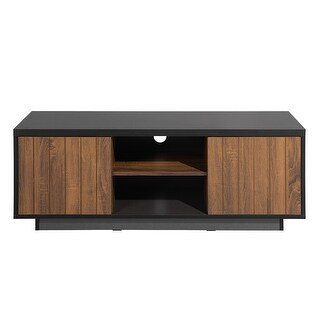 47" Matching Color Acacia 2 Door TV Stand with Middle Shelf&Unique Base ...