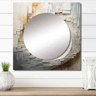 Designart "Gold White Timeless Turn" Abstract Spirals Wall Mirror ...