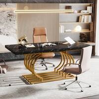 White and Gold Executive Desk, Large Computer Desk Home Office Desk ...