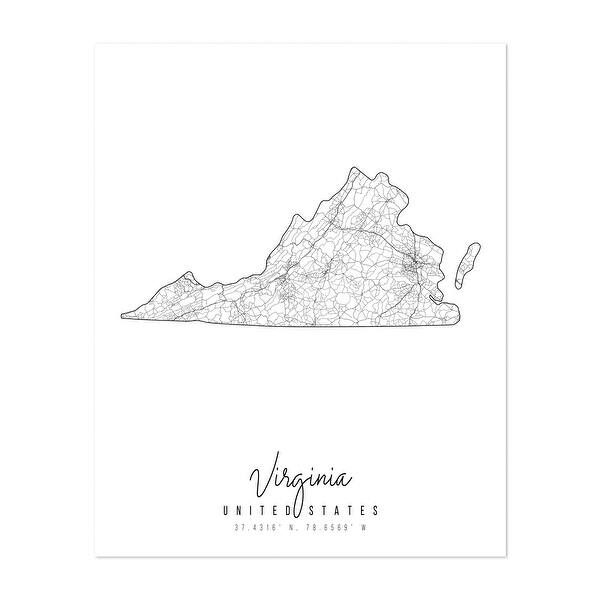 Virginia Virginia Minimal Street Map Maps Art Print/Poster - Bed Bath ...