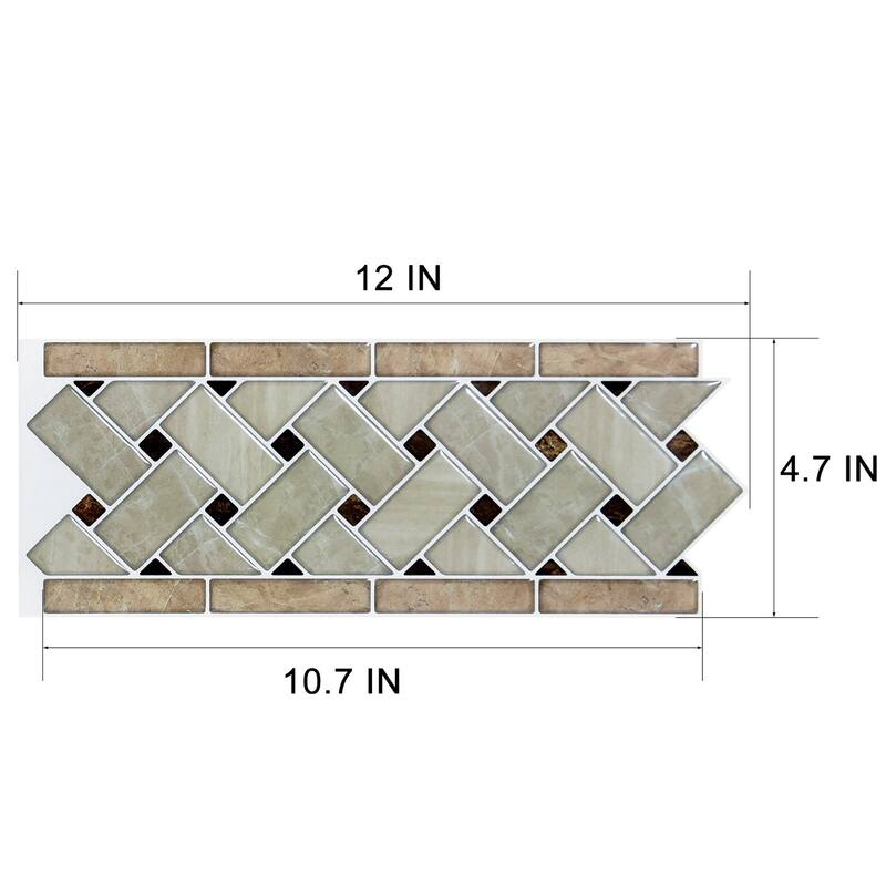 Art3d Peel and Stick Tile 12.4"x5" Waist Line Mosaic Tiles (10-Pack ...
