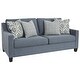 Fabric Upholstered Sofa with Track Arms and Tapered Block Feet, Blue ...