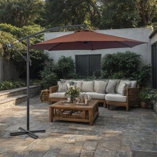 10' Cantilever Hanging Umbrella w/ UV Water Fighting Material,Stand ...