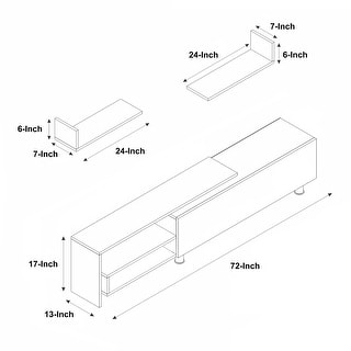 72 Inch Wood Tv Console Entertainment Media Center With Storage 3 Piece ...