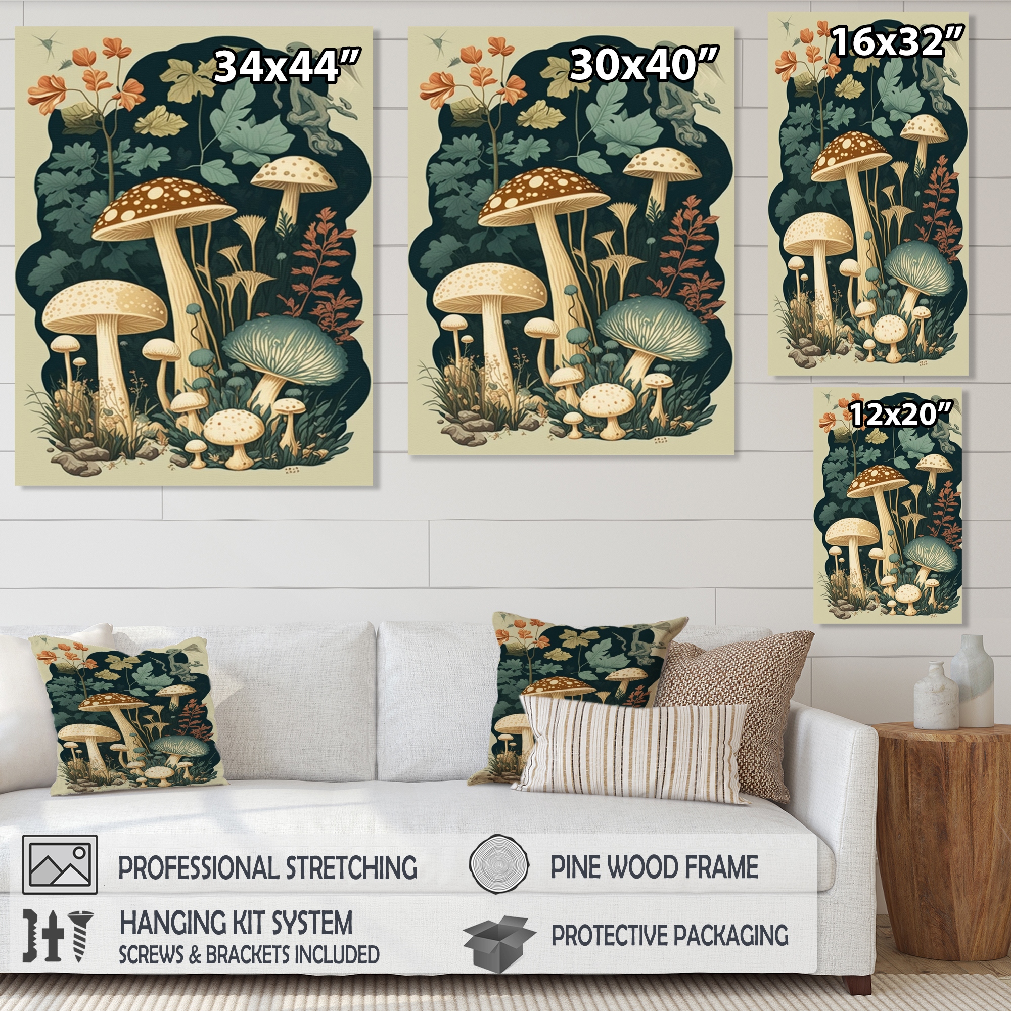 Designart Vintage Mushrooms Amanita Muscaria Iii Landscape Forest