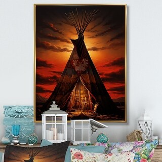Designart "Orange Native Tipi Embracing Tradition III" Native American ...