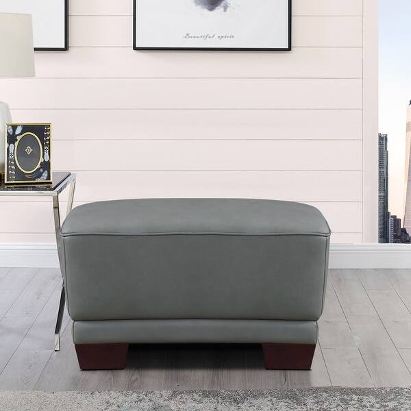 Hydeline Marshall Top Grain Leather Ottoman - Bed Bath & Beyond - 36768001