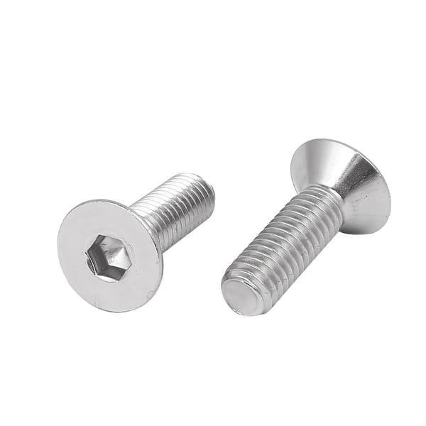 M6x20mm 316 Stainless Steel Countersunk Flat Head Hex Socket Cap Screw Bolt 5pcs - Silver Tone ...