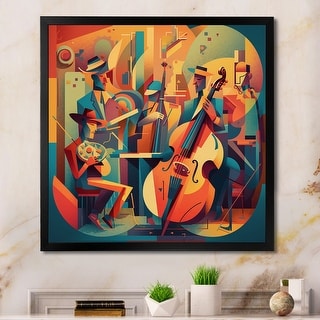 Designart "Jazz Band Performance Ii" Music Jazz Framed Canvas Wall Art ...