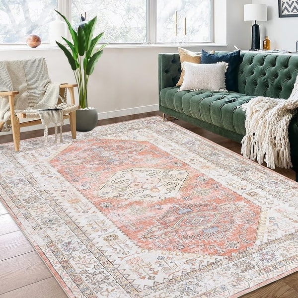 distressed pattern rug