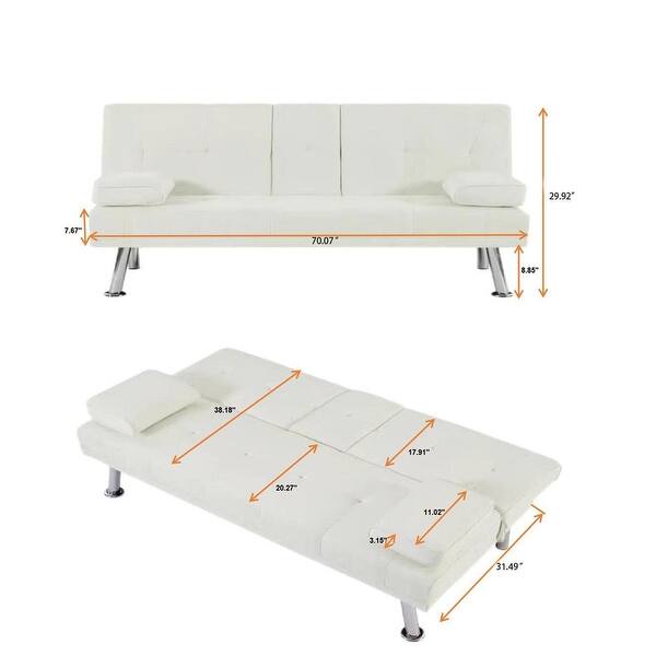 Modern Convertible Sofa Bed With Removable Arm Pillows And Adjustable ...