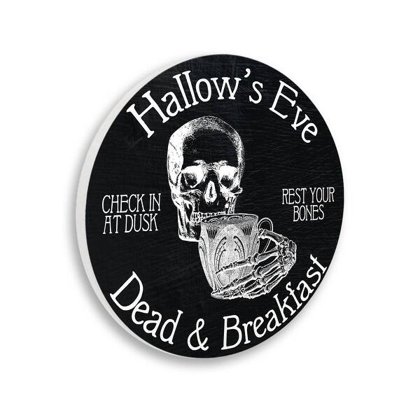 Stupell Black Hallow's Eve Halloween Sign Circular Wall Plaque, Design ...