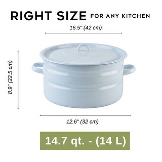 STP Goods 14.7Qt Light Blue Enamel Stockpot with Lid - Bed Bath ...