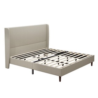 King Size Linen Bed Frame with sturdy legs - Bed Bath & Beyond - 42941176